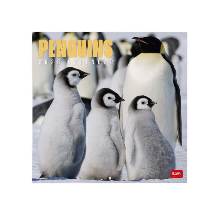 Calendario pared Legami 30x29cm 2026 Penguins