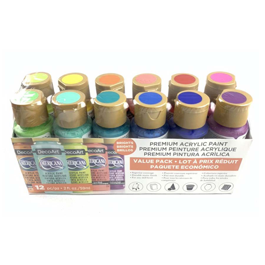 DecoArt Acrílica Americana Brillantes 12 colores - Abacus Online